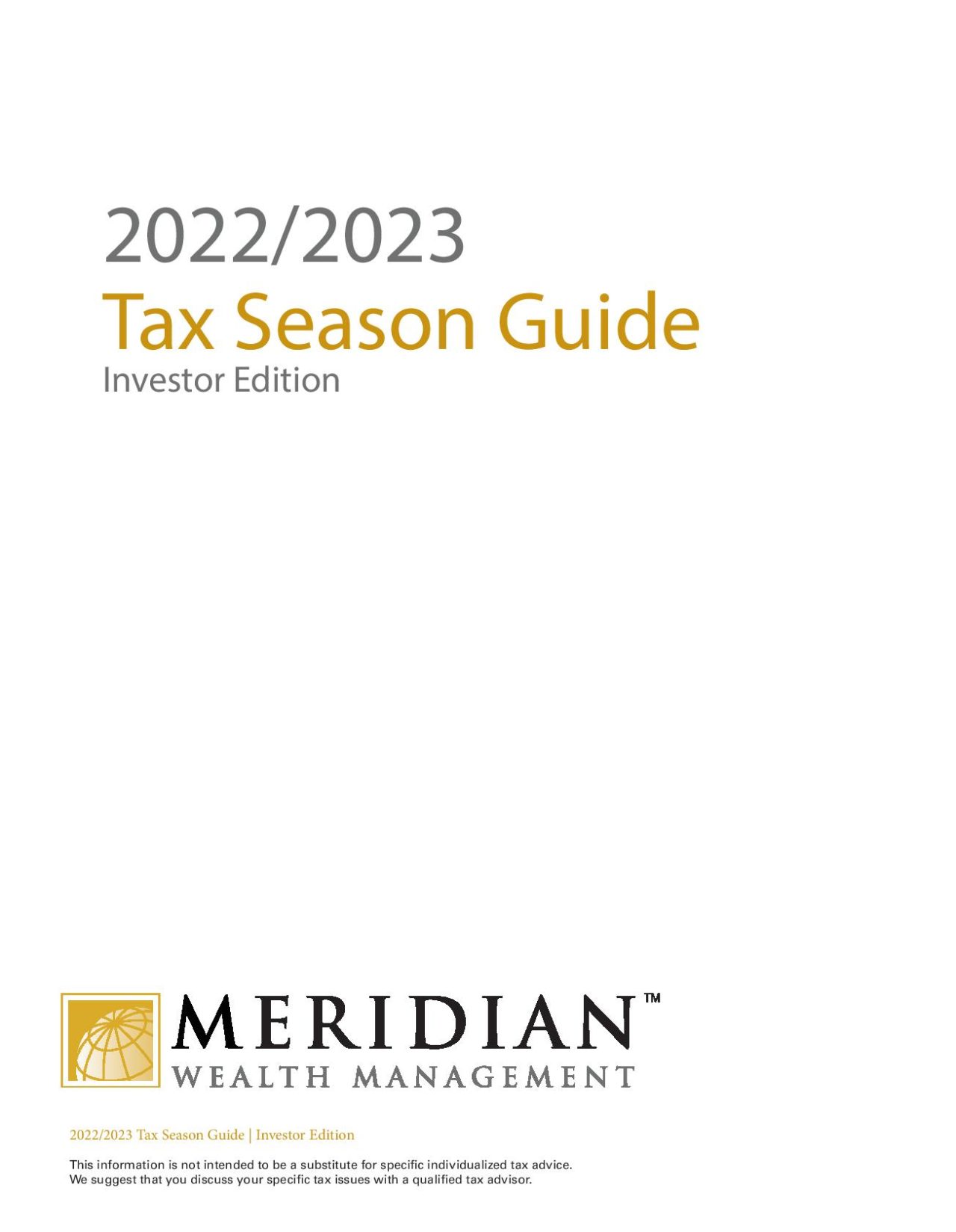 2022 / 2023 Tax Season Guide | Meridian Wealth Management